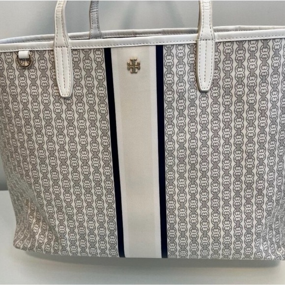 Tory Burch | Bags | Tory Burch Gemini White And Bur Patterned Tote Bag ...